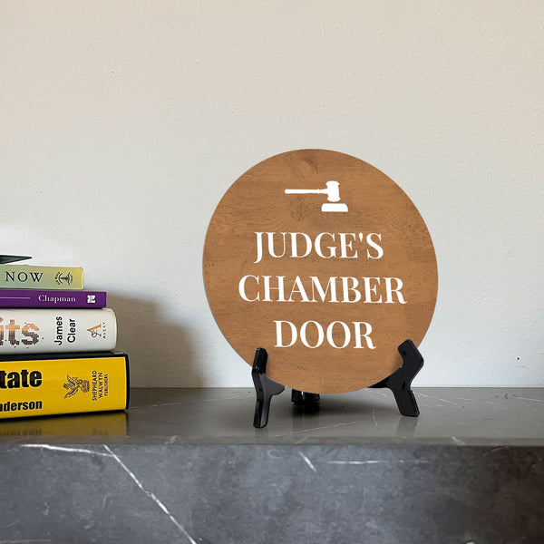 Judge's Chamber Circle Table Sign with Acrylic Stand (5x5") | Office D ...