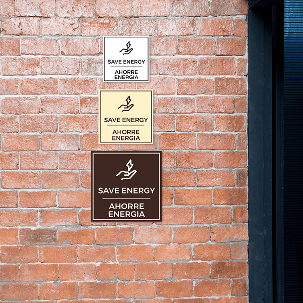 Signs ByLITA Square Save Energy Door or Wall Sign | Spanish Bilingual ...