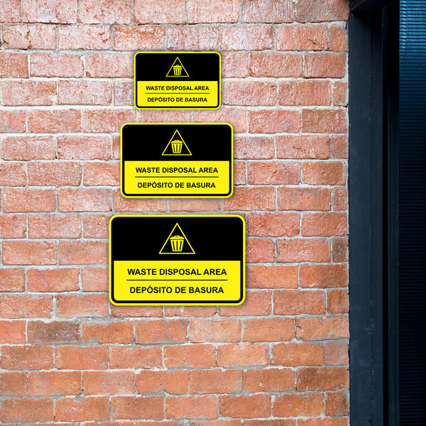 Classic Framed Plus Waste Disposal Area Wall or Door Sign | Bilingual ...