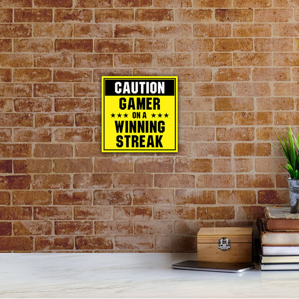 Square Plus Caution: Gamer on a Winning Streak Wall or Door Sign | Eas ...