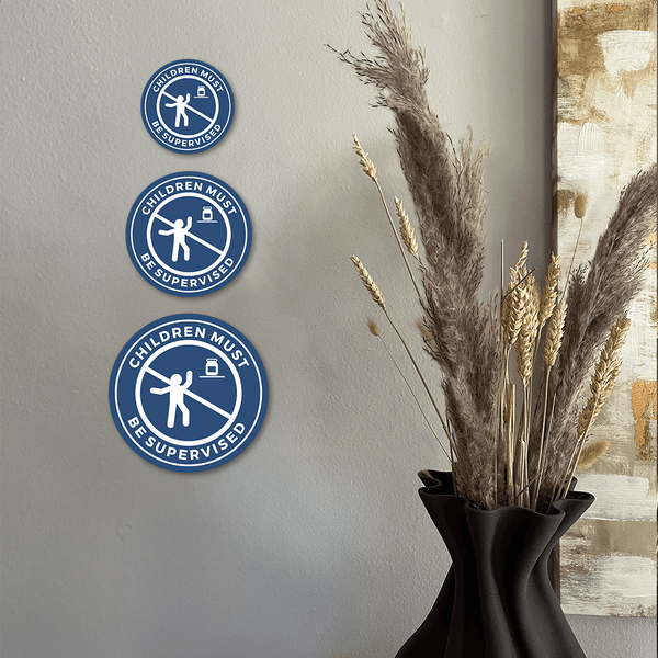 Circle Plus Children Must Be Supervised Wall or Door Sign | Safety Sig ...