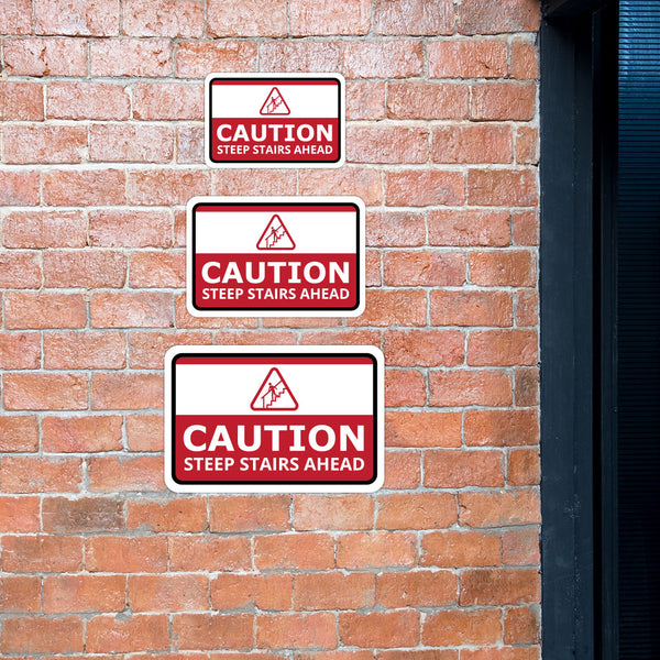 Classic Framed Plus Caution Steep Stairs Ahead Door or Wall Sign | Wor ...