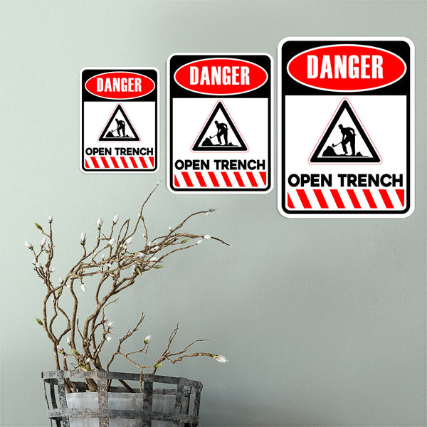 Portrait Round Plus Danger Open Trench Wall or Door Sign | Health And ...