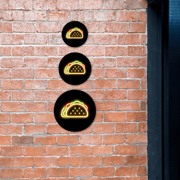 Circle Plus Taco Neon Graphic Style Wall or Door Sign | Live Streamer ...