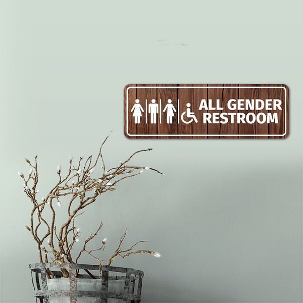 Standard Plus All Gender Restroom Wall or Door Sign Easy Installation ...