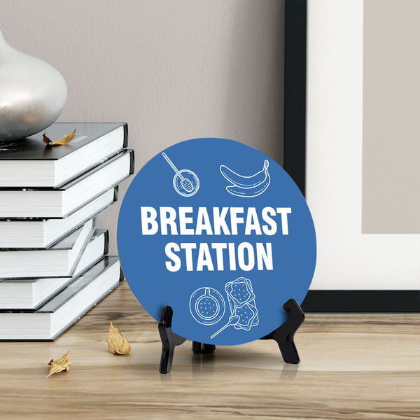 Breakfast Station Circle Table Sign with Acrylic Stand (5x5") | Public ...