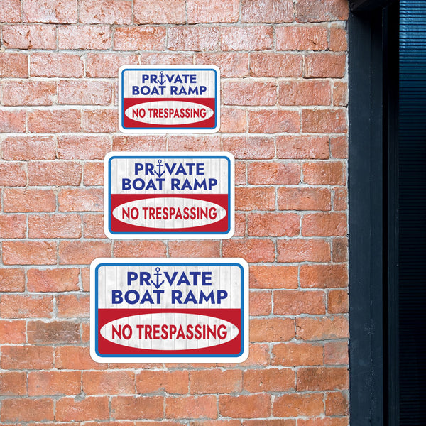 Classic Framed Plus Private Boat Ramp No Trespassing Wall or Door Sign ...