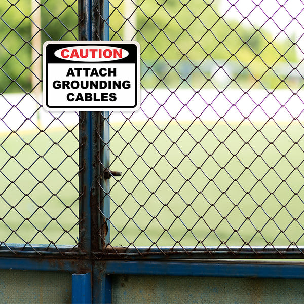 Classic Framed Plus Caution Attach Grounding Cables Door or Wall Sign ...