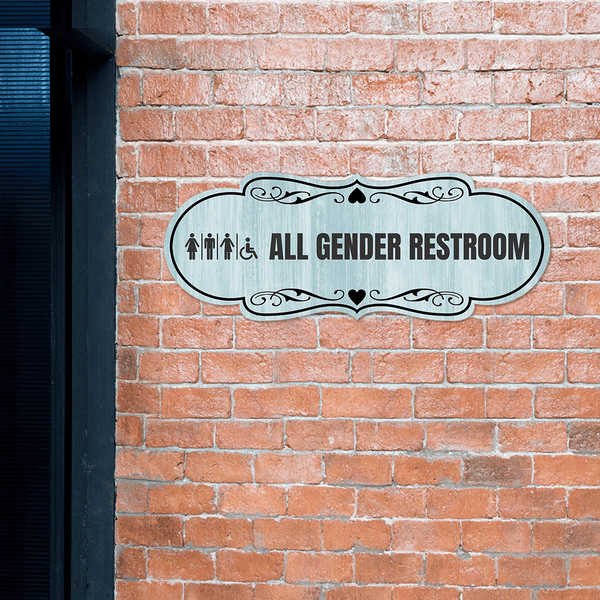 Designer Plus All Gender Restroom Wall or Door Sign Easy Installation ...